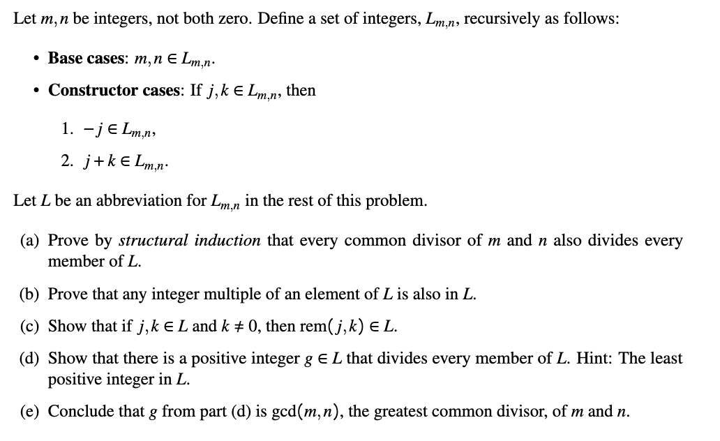 Solved Let m,n be integers, not both zero. Define a set of | Chegg.com