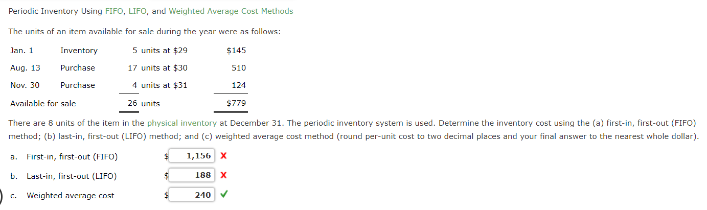Solved Periodic Inventory Using FIFO, LIFO, and Weighted | Chegg.com