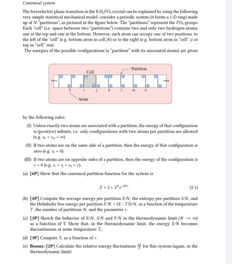 Solved Canonical system The ferroelectric phase transition | Chegg.com