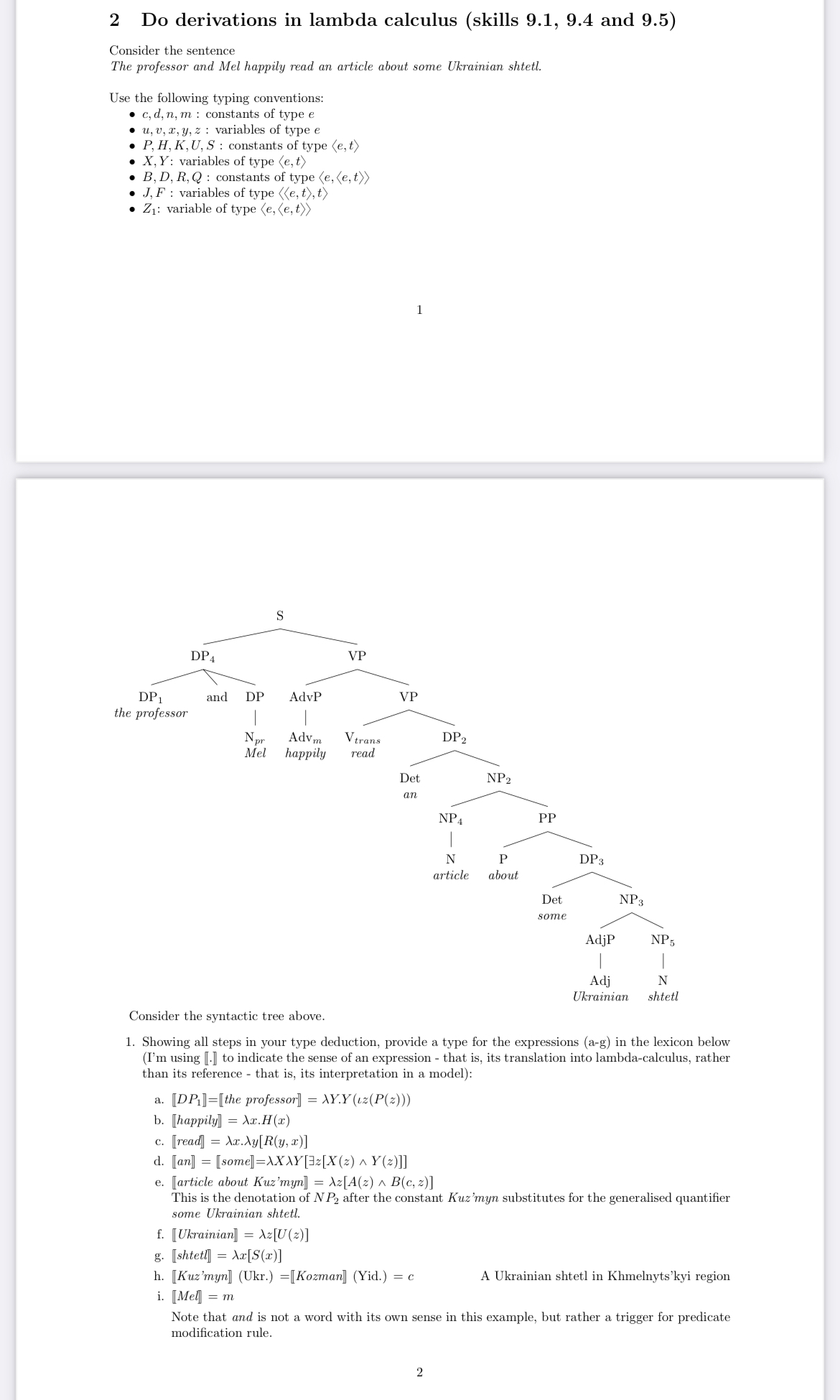 Solved 2 Do derivations in lambda calculus (skills 9.1, 9.4 | Chegg.com