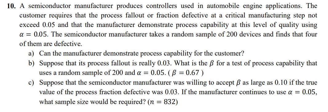 Solved 10. ﻿A semiconductor manufacturer produces | Chegg.com