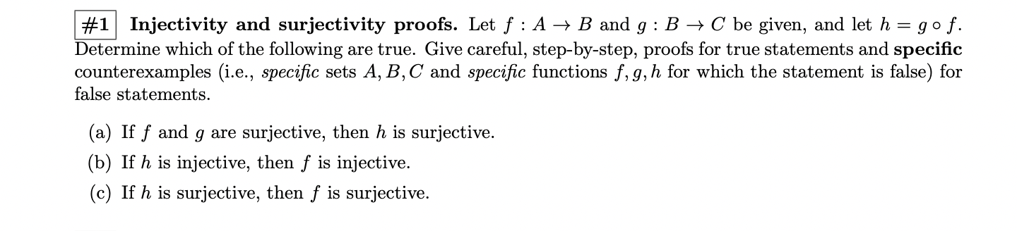 Solved \#1 Injectivity and surjectivity proofs. Let f:A→B | Chegg.com