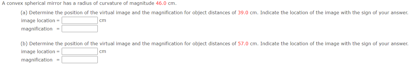 Solved A convex spherical mirror has a radius of curvature | Chegg.com