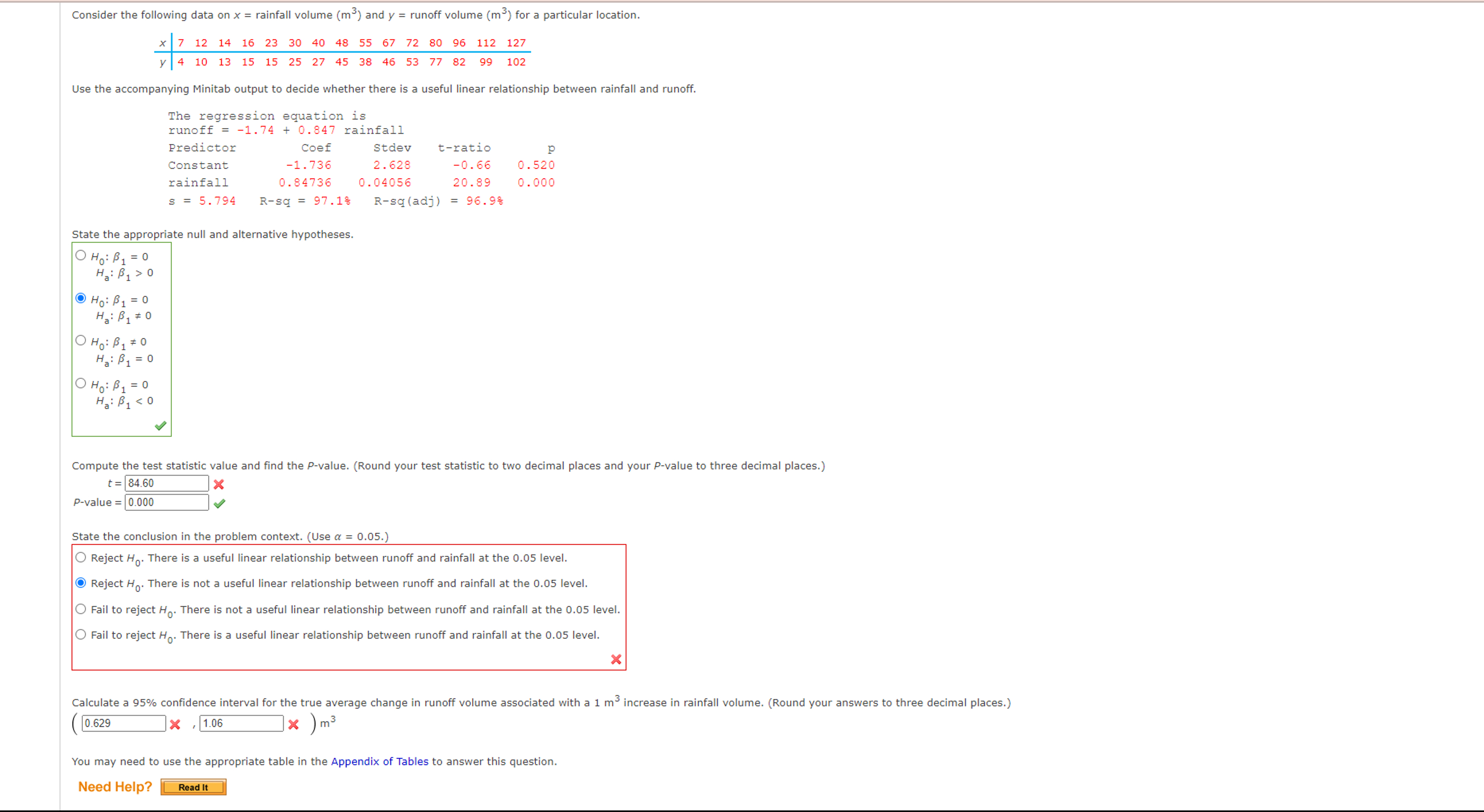 Solved Consider the following data on x= ﻿rainfall volume | Chegg.com