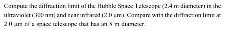 Solved Compute the diffraction limit of the Hubble Space | Chegg.com
