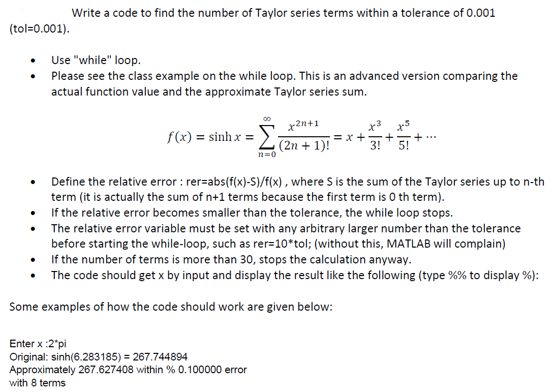 Solved Write a code to find the number of Taylor series | Chegg.com