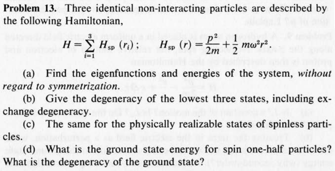 Solved Problem 13. Three identical non-interacting particles | Chegg.com