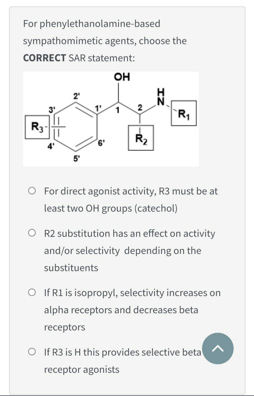 Solved For phenylethanolamine-based sympathomimetic agents, | Chegg.com