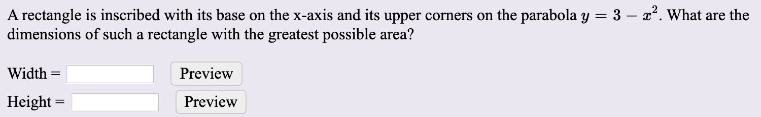 Solved A rectangle is inscribed with its base on the x-axis | Chegg.com