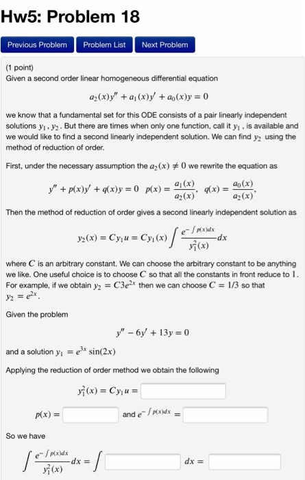 Solved Hw5: Problem 18 Previous Problem Problem List Next | Chegg.com