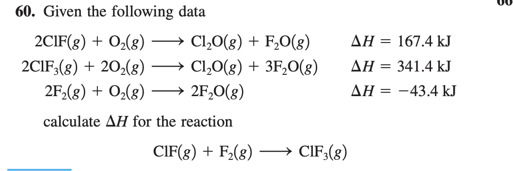 Solved 60. Given the following data | Chegg.com