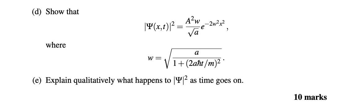 1. The Gaussian Wave Packet in one dimension. At | Chegg.com