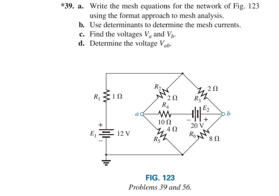 Solved *39. a. Write the mesh equations for the network of | Chegg.com