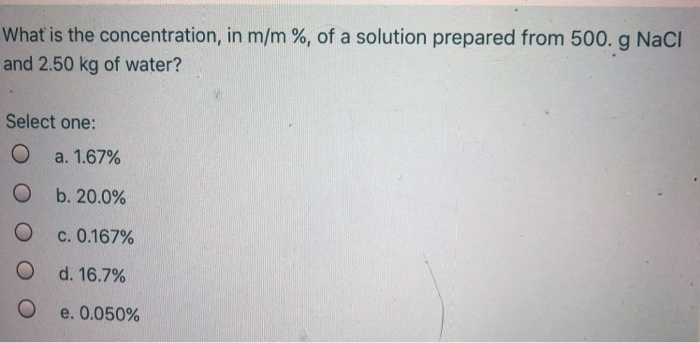 Solved What is the concentration, in m/m %, of a solution | Chegg.com