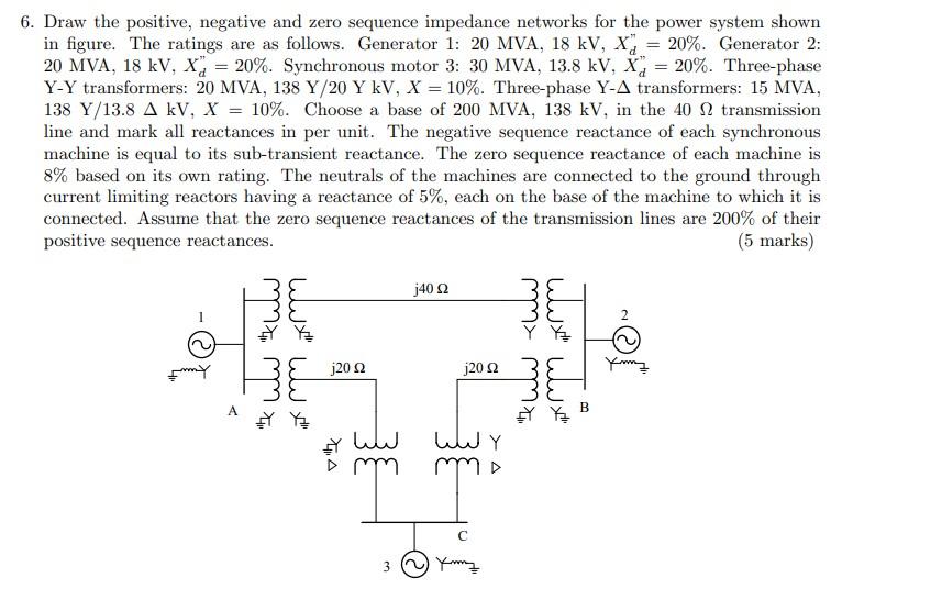 Solved = = 6. Draw the positive, negative and zero sequence | Chegg.com