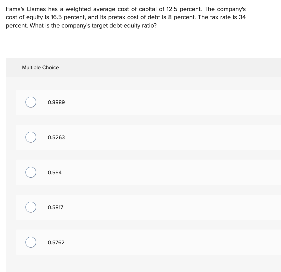 Solved Fama's Llamas has a weighted average cost of capital | Chegg.com