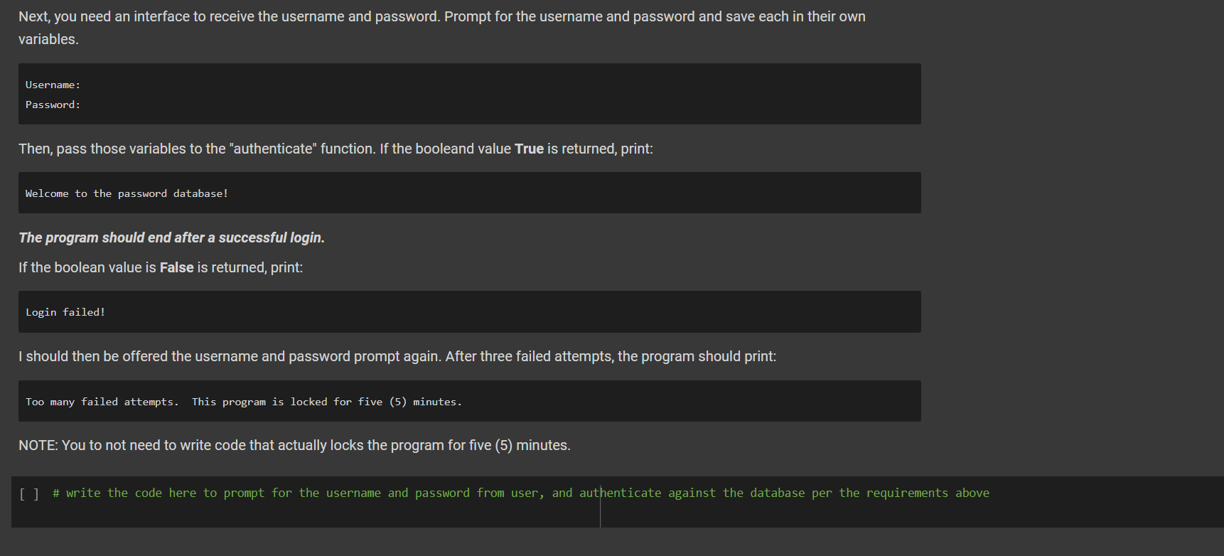 Objective Write the first module of a password | Chegg.com