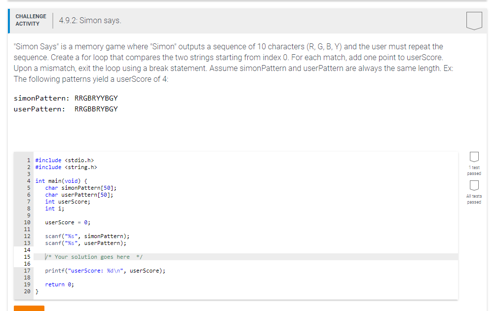 Solved CHALLENGE ACTIVITY 4.9.2: Simon says. "Simon Says" is | Chegg.com