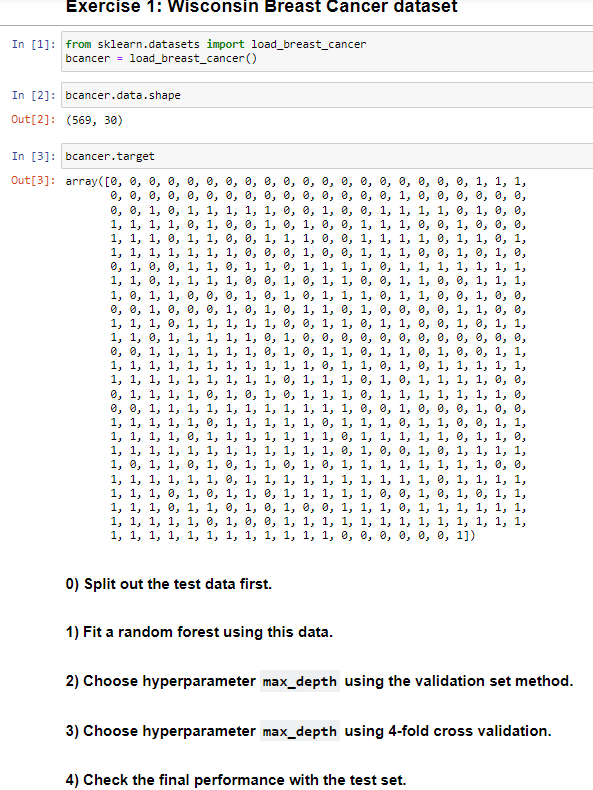 Solved Exercise 1: Wisconsin Breast Cancer dataset In [1]: | Chegg.com