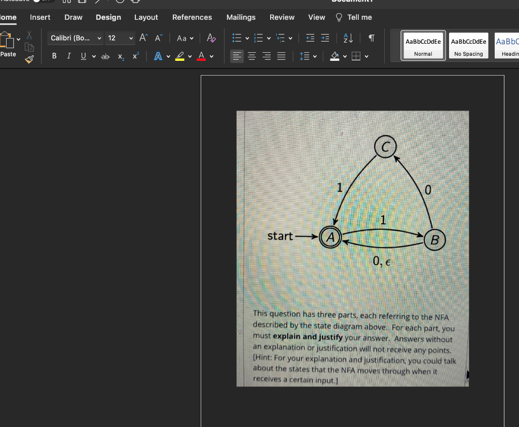 Solved ome Insert Draw Design Layout References Mailings | Chegg.com