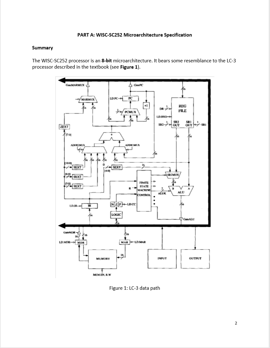 Using the LC-3 in figure one, draw the WISC-SC252 | Chegg.com