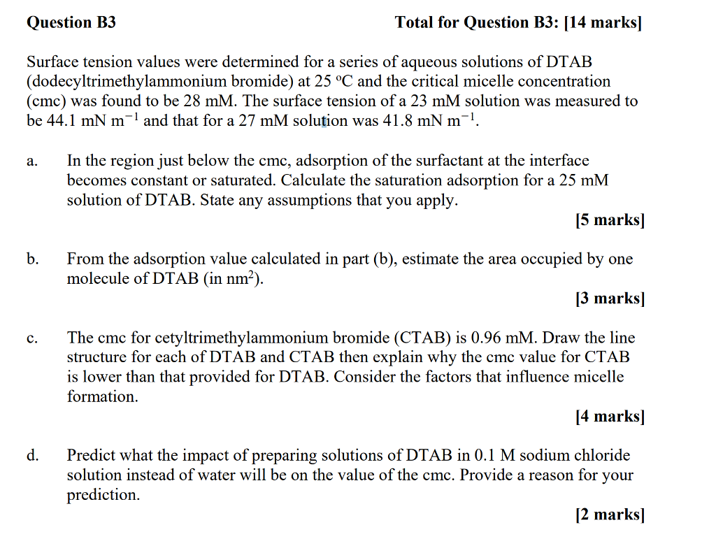 Solved Question B3 Total for Question B3: [14 marks] Surface | Chegg.com