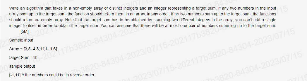 Solved Write An Algorithm That Takes In A Non Empty Array Of 1580