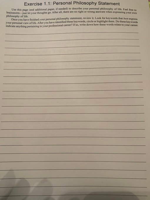 Solved Exercise 1.1: Personal Philosophy Statement Use this | Chegg.com
