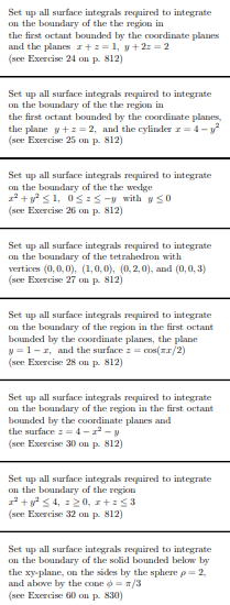 Set up all surface integrals reqquired to integrate | Chegg.com