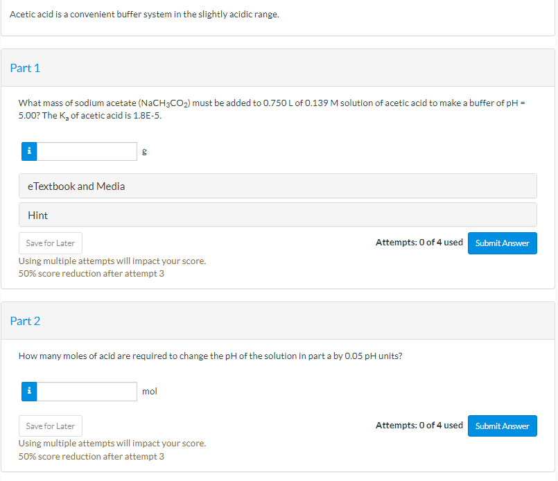 Solved Acetic acid is a convenient buffer system in the | Chegg.com