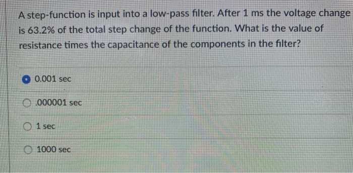 Solved A step-function is input into a low-pass filter. | Chegg.com