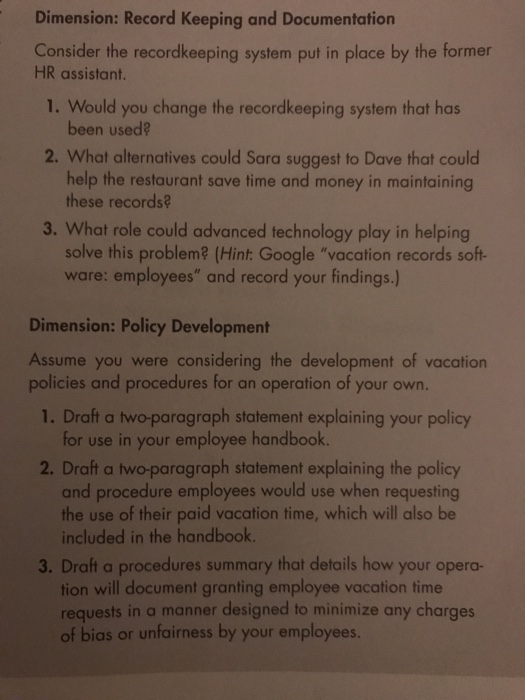 Solved Dimension: Record Keeping and Documentation Consider | Chegg.com