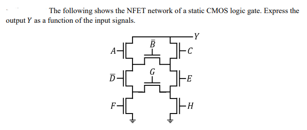 Solved The following shows the NFET network of a static CMOS | Chegg.com