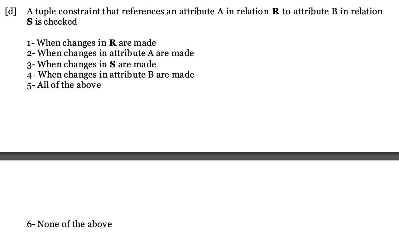 Solved [a] The condition R.A = S.B in a WHERE clause of an | Chegg.com