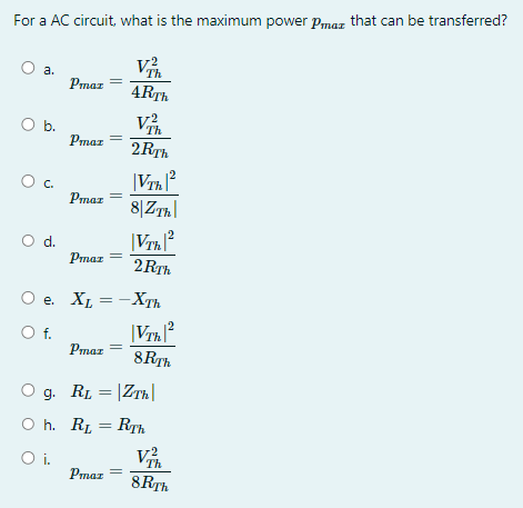 Solved For a AC circuit, what is the maximum power pmax that | Chegg.com