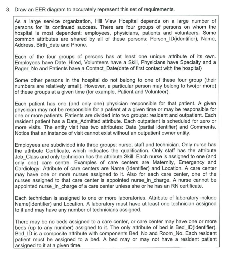 Solved Draw an EER diagram to accurately represent this set | Chegg.com