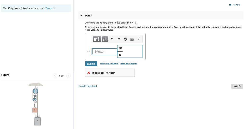 Solved A Review The 40-kg block A is released from rest. | Chegg.com