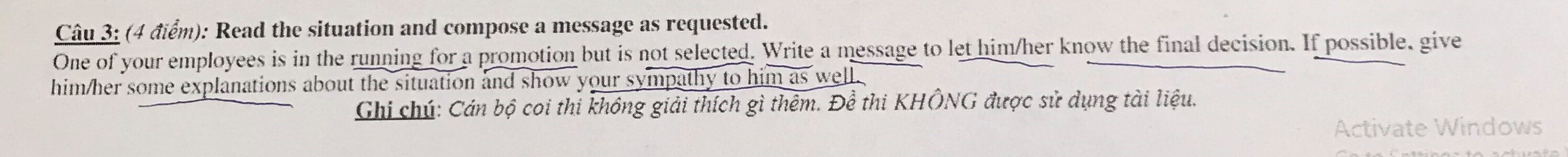 Câu 3: (4 điểm): Read the situation and compose a | Chegg.com