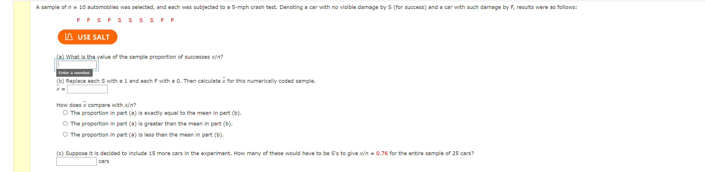 Solved A sample of n = 10 automobiles was selected, and each | Chegg.com