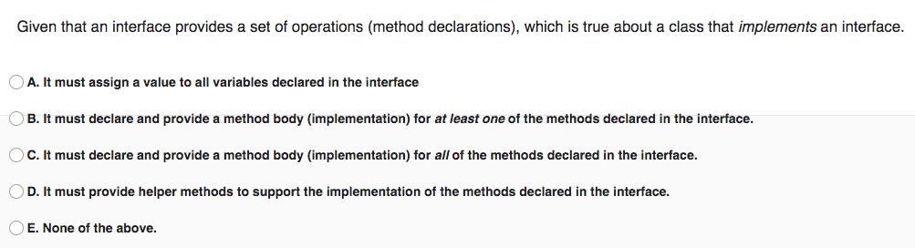Solved Given that an interface provides a set of operations | Chegg.com