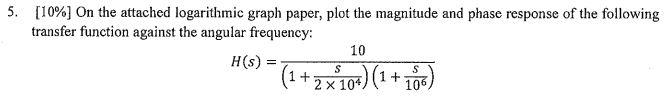 Solved [10\%] On the attached logarithmic graph paper, plot | Chegg.com