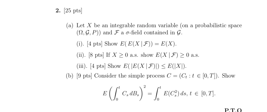 2. (25 pts] (a) Let X be an integrable random | Chegg.com