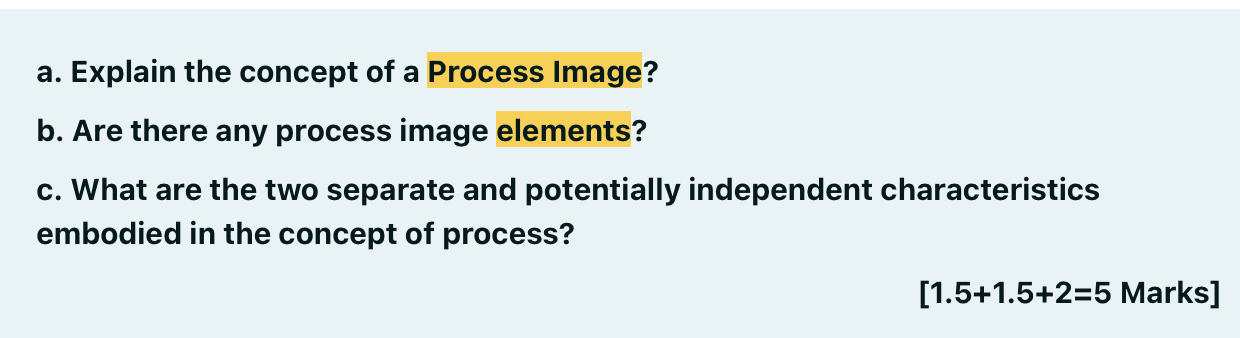 Solved a. Explain the concept of a Process Image? b. Are | Chegg.com