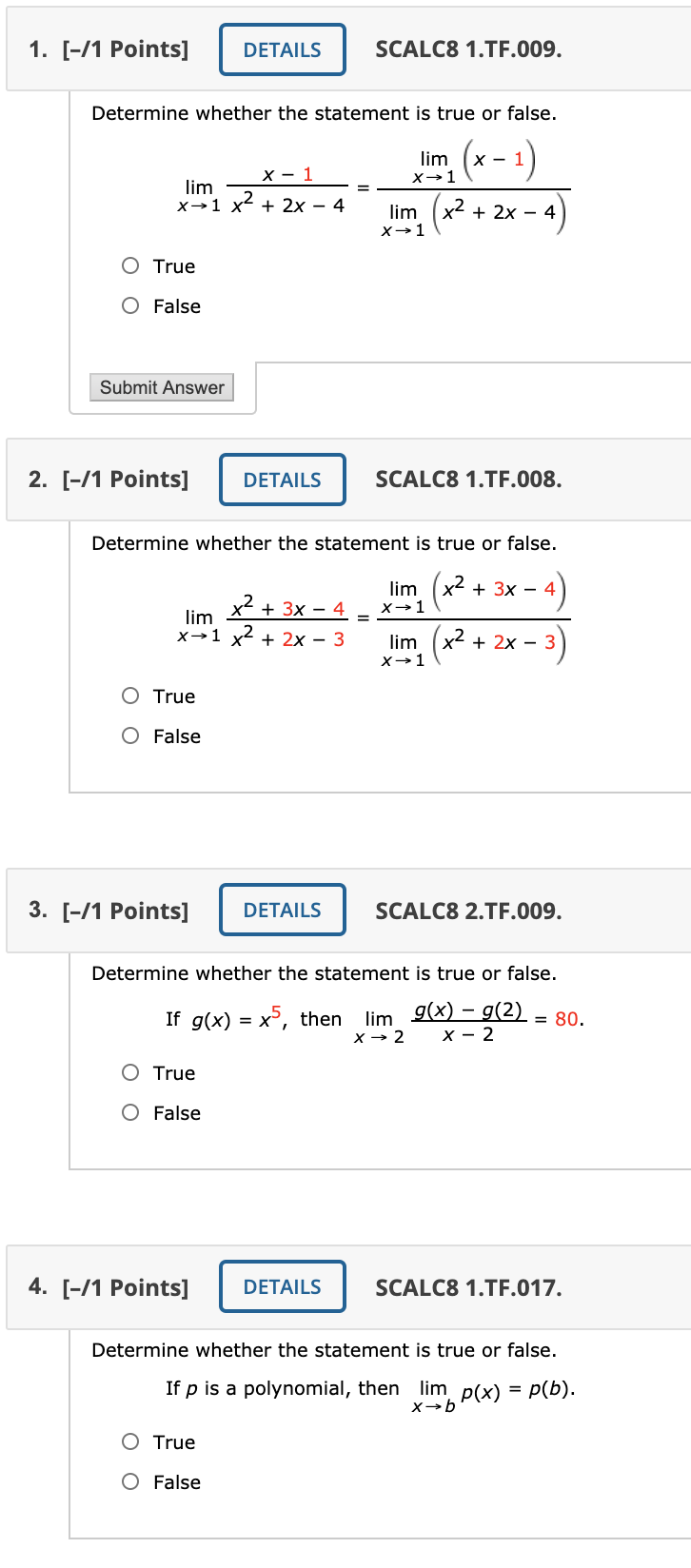 Solved 1. [-/1 Points] DETAILS SCALC8 1.TF.009. Determine | Chegg.com