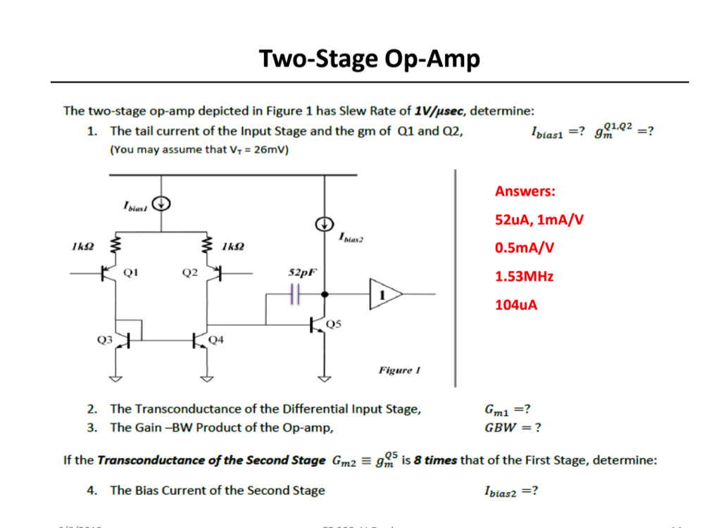 Solved Two-Stage Op-Amp The two-stage op-amp depicted in | Chegg.com