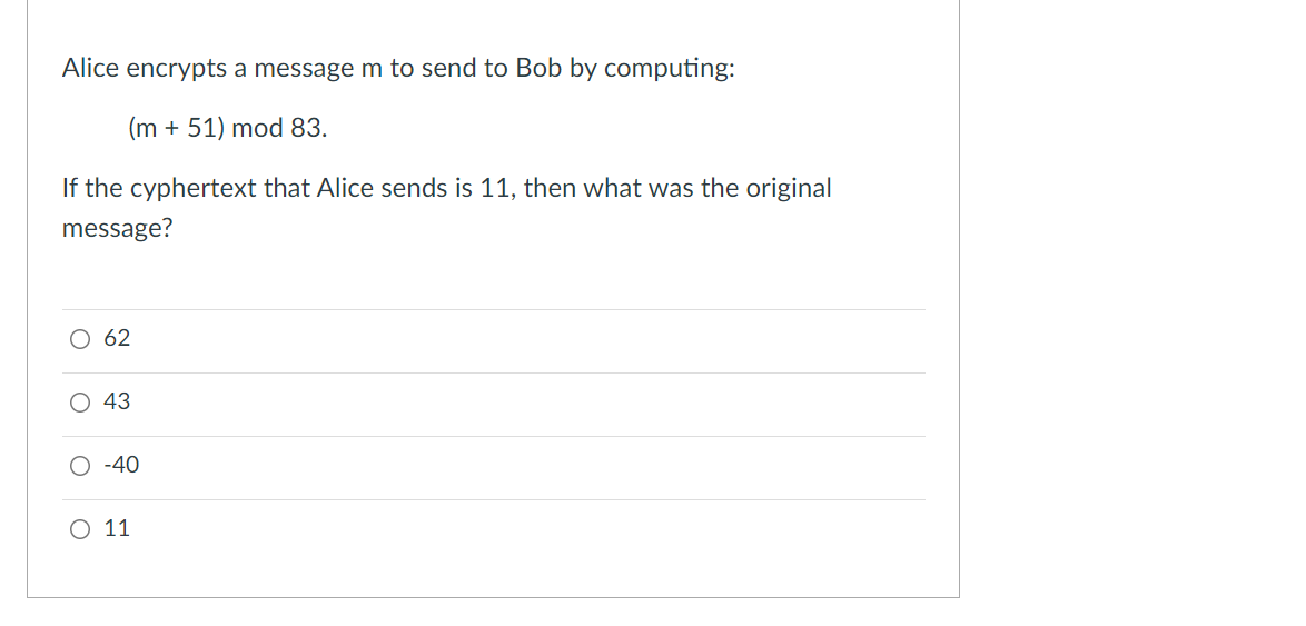 Solved Alice Encrypts A Message M To Send To Bob By