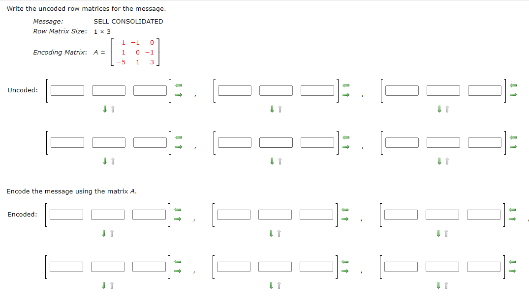 Solved Write the uncoded row matrices for the message. | Chegg.com