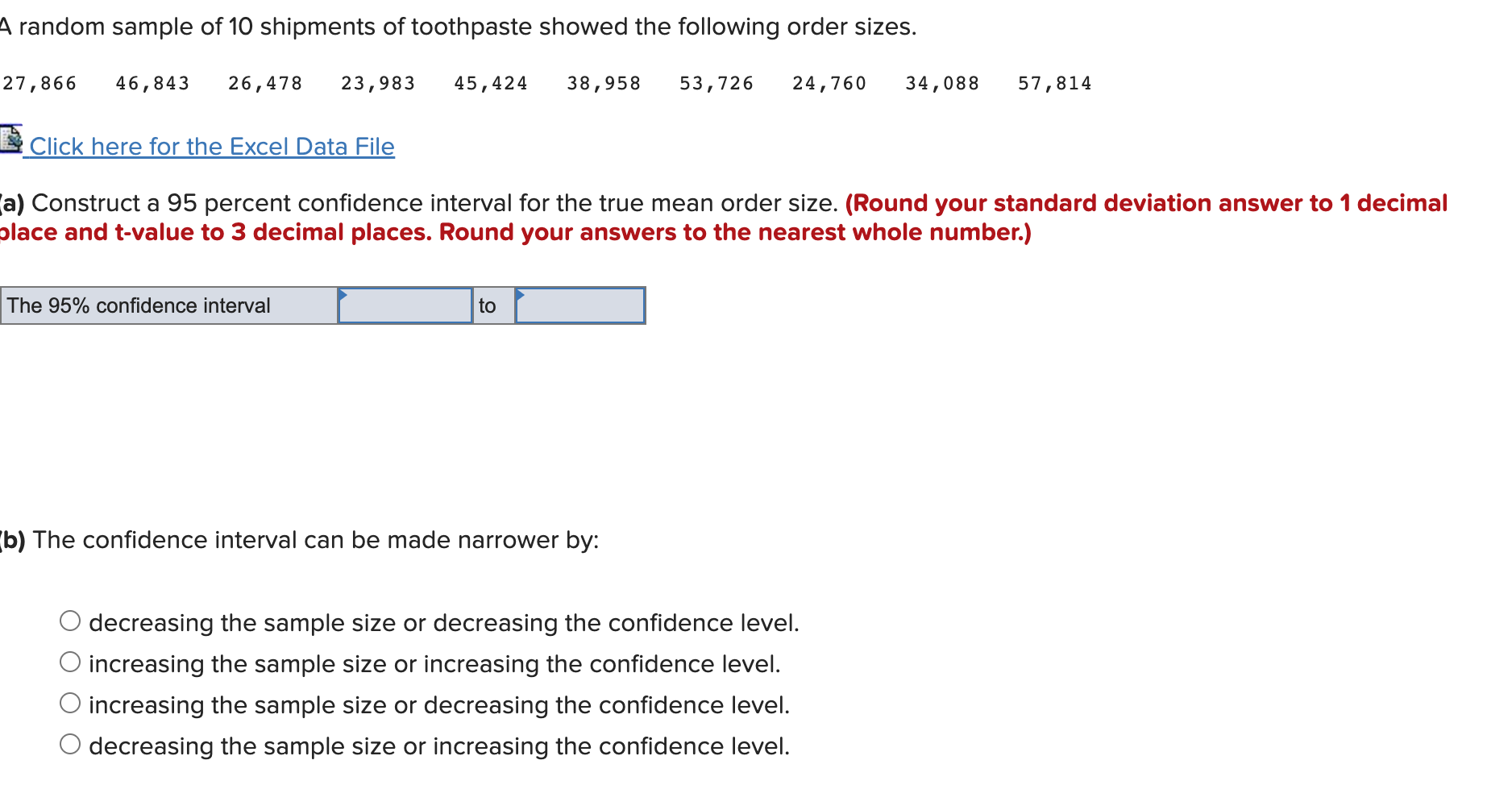 Solved (a) Construct a 95 percent confidence interval for | Chegg.com