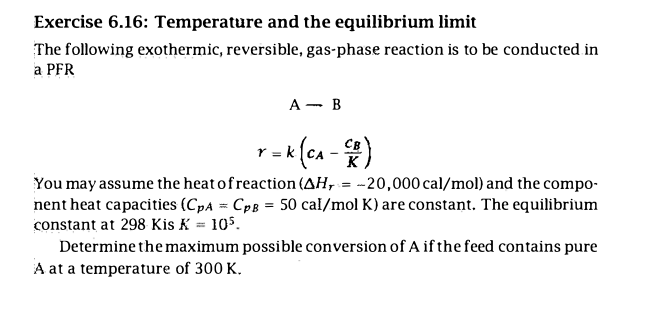 Solved Exercise 6.16: Temperature and the equilibrium limit | Chegg.com