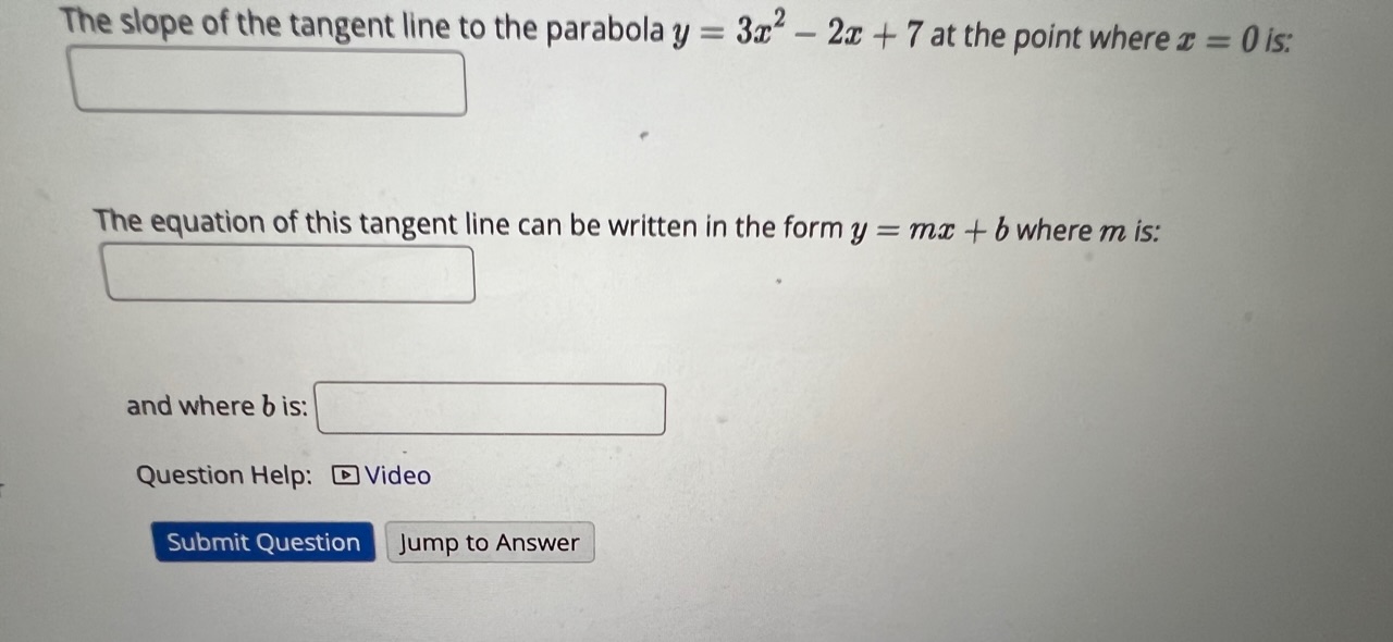 Solved The slope of the tangent line to the parabola | Chegg.com